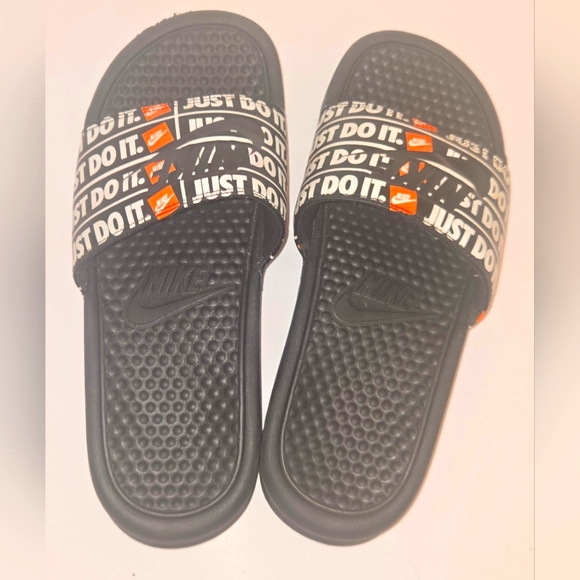 Nike | Shoes | Nwot Nike Black Slides With Just Do It Strap | Poshmark